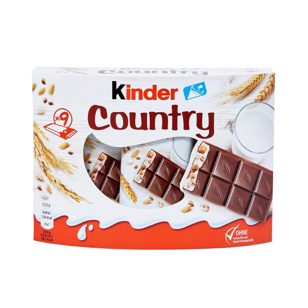 Kinder - Country 9 Pcs (Cereal Chocolate Bar) | Lehr's German Specialties